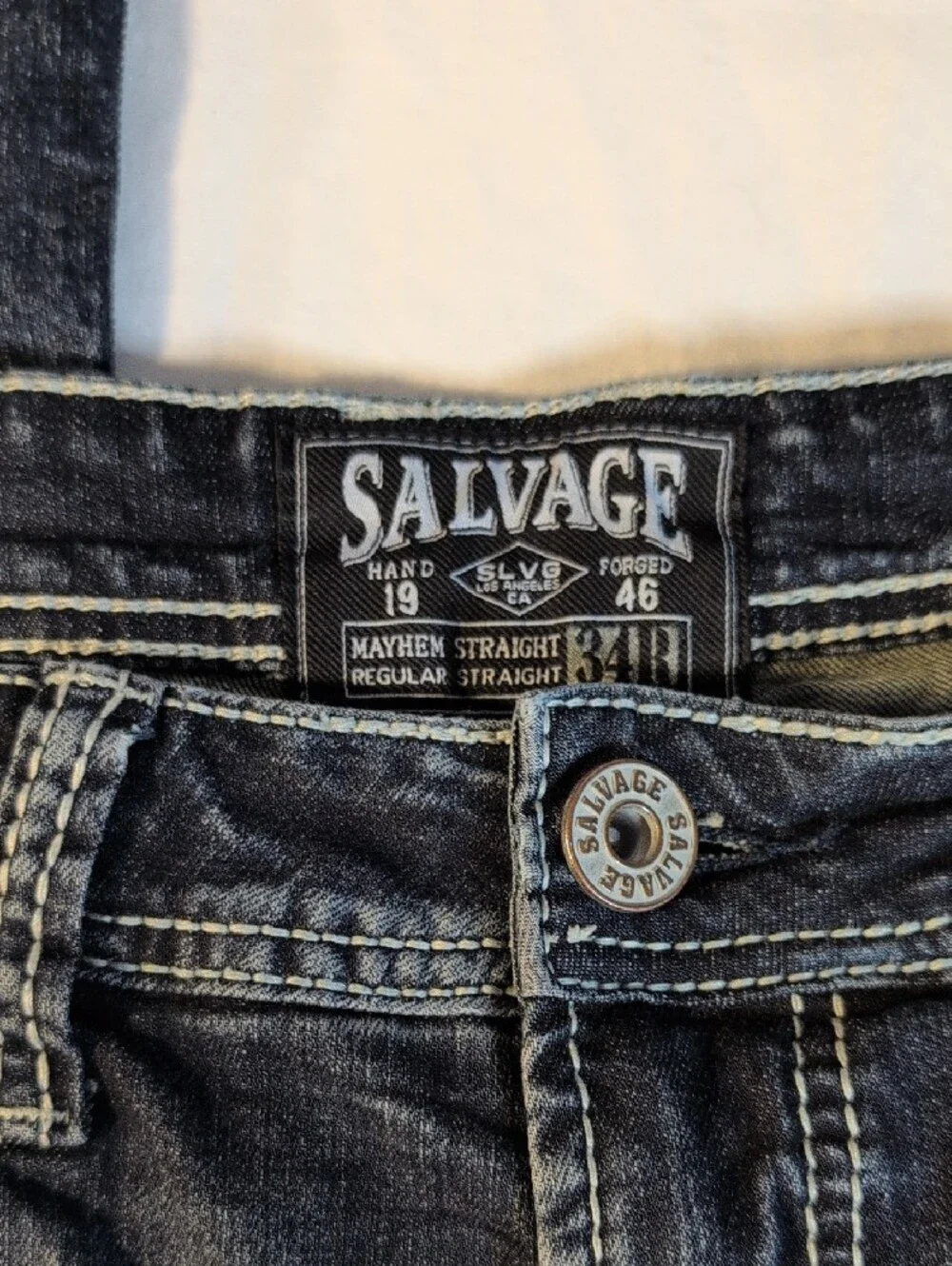 Salvage | Jeans | Salvage Mens Indigo Slim Straight Jeans With White ...